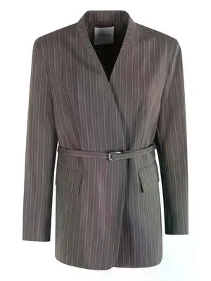 ISABELLE BLANCHE Pinstripe Belted Jacket