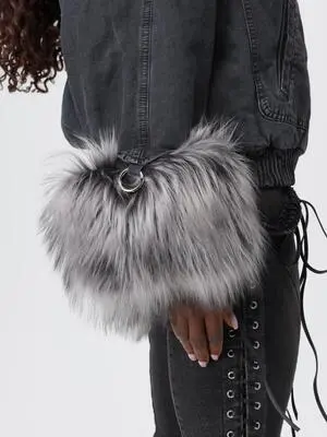 Blumarine Cropped Jacket With Fur Trim - Black