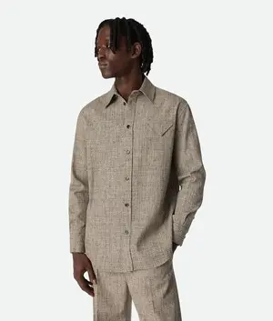 Bottega Veneta Fleck Viscose Shirt - Sahara Mel/multicolour