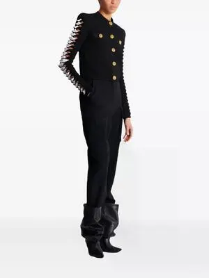 Balmain Cut-out Sleeve Buttoned Cardigan
