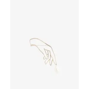 Erdem Hand Brass And Pearl Brooch - Light Gold