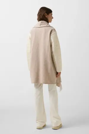Bogner Poncho With Quilted Nylon Sleeves - Beige