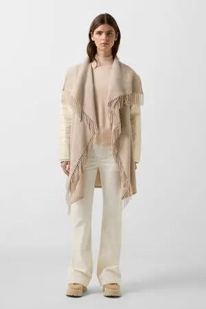 Bogner Poncho With Quilted Nylon Sleeves - Beige