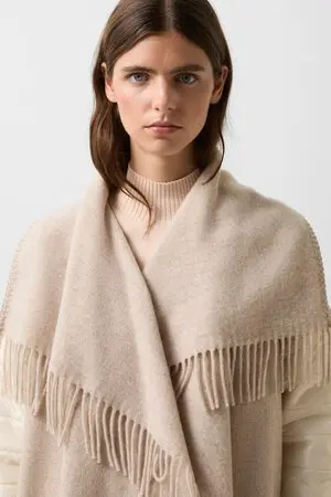 Bogner Poncho With Quilted Nylon Sleeves - Beige