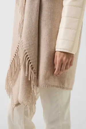 Bogner Poncho With Quilted Nylon Sleeves - Beige