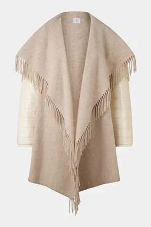 Bogner Poncho With Quilted Nylon Sleeves - Beige