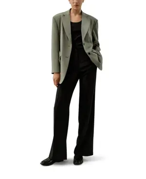Lilysilk Oversized Padded-shoulder Silk Blazer - Tea Leaf