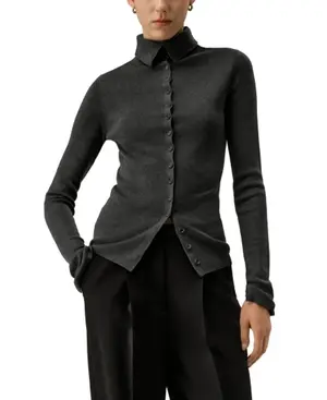 Lilysilk Silk Cashmere Slim Fit Sweater - Thunder
