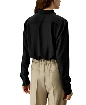 Lilysilk Silk Crepe De Chine Bowtie Blouse - Black