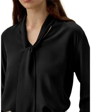 Lilysilk Silk Crepe De Chine Bowtie Blouse - Black
