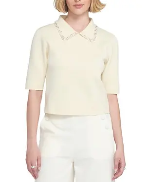 ELLE COLLECTION Embellished Collar Knit Top