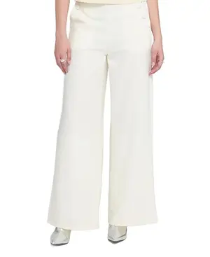 ELLE COLLECTION Self Covered Buttons Wide Leg Trouser