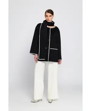 ELLE COLLECTION Detachable Scarf Coat