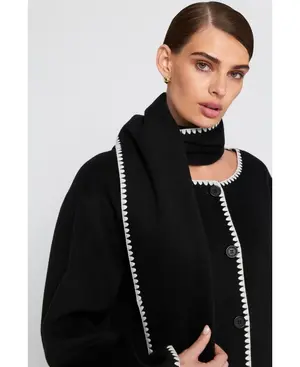 ELLE COLLECTION Detachable Scarf Coat
