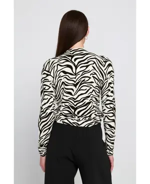 ELLE COLLECTION Zebra Printed Feather Weight Top