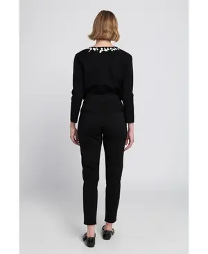 ELLE COLLECTION Sequin Tie-front Cardigan - Black