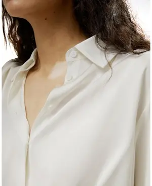 Lilysilk Hem Pleated Silk Blouse - Natural White