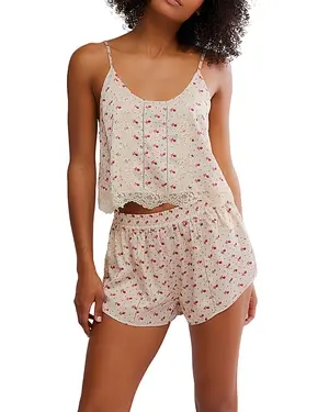 Free People Midnight Muse Printed Pajama Set - Sand Combo