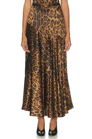 Adam Lippes Tess Leopard Print Silk Skirt