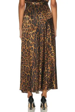 Adam Lippes Tess Leopard Print Silk Skirt
