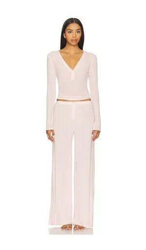 NEGATIVE UNDERWEAR Whipped Henley In Pink - Shell