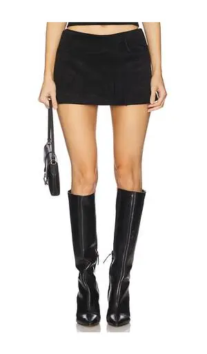 Amanda Uprichard Mila Skort - Black Suede