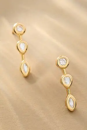 Anthropologie Delicate Crystal Drip Earrings - Gold