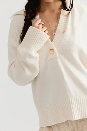 Free People Trading Up Polo - Ivory