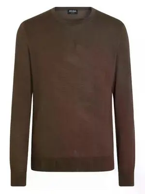 Zegna Mélange Crew-neck Sweater - Brown