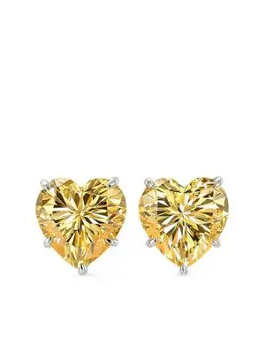 ANABELA CHAN 14k White Gold And Rhodium Vermeil Heart Diamond Stud Earrings - Silver