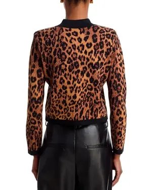 L'AGENCE Jacquard Collared Cardigan - Tan Multi