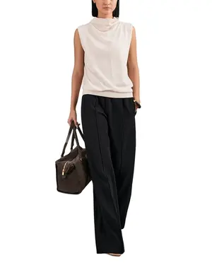 REISS High Rise Wide Leg Trousers - Navy