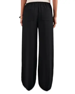 REISS High Rise Wide Leg Trousers - Navy