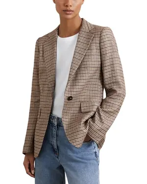 REISS River Single Breasted Check Jacket