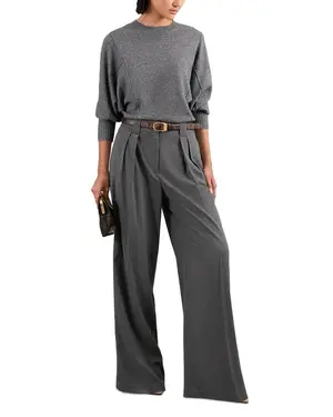 REISS Poppie Wide Leg Flannel Pants