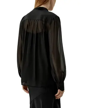Lilysilk Bow Tie Silk Jasmine Blouse - Black