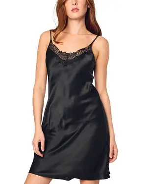 PETITE PLUME Mulberry Silk Lace Slip Dress - Black