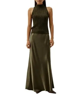 Lilysilk Classic High-neck Cable-knit Sleeveless Top
