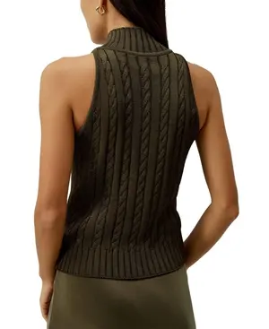 Lilysilk Classic High-neck Cable-knit Sleeveless Top
