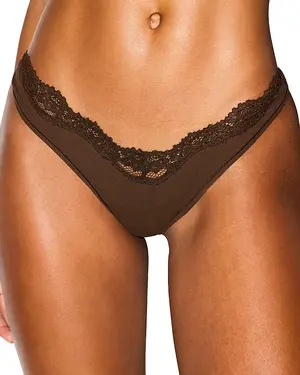 SKIMS Fits Everybody Dipped Front Thong - Espresso