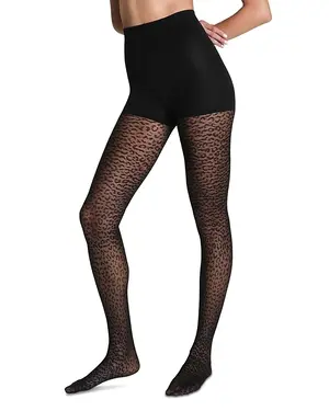 Spanx Iconic Leopard Fishnet Stockings - Very Black