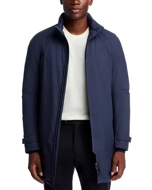 Herno Waterproof Down Overcoat With Hidden Hood - Blue Navy