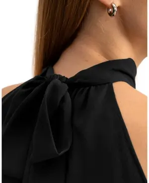 Lilysilk Silk Georgette Halter Neck Top - Black