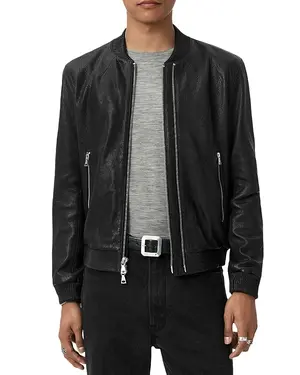 John Varvatos Xavier Pebbled Leather Jacket - Black