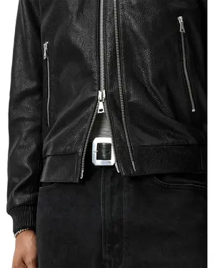 John Varvatos Xavier Pebbled Leather Jacket - Black