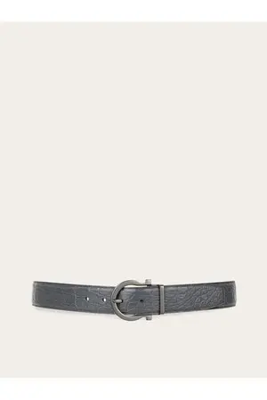 FERRAGAMO Adjustable Gancini Alligator Belt - Natural