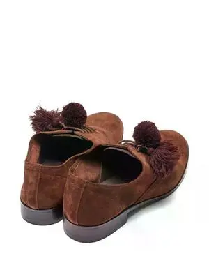 Suicoke Pompom-embellished Leather Loafers