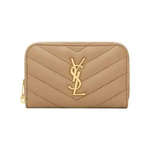 Saint Laurent Cassandre Change Purse In Lambskin 'natural - Tan