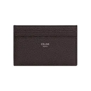 Celine Medium Card Holder In Grained Calfskin 'espresso