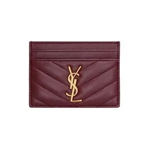Saint Laurent Cassandre Card Case In Lambskin 'hot Wine' Red